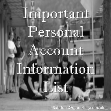 How to Make an Important Personal Account Information List - Sabrinas ...