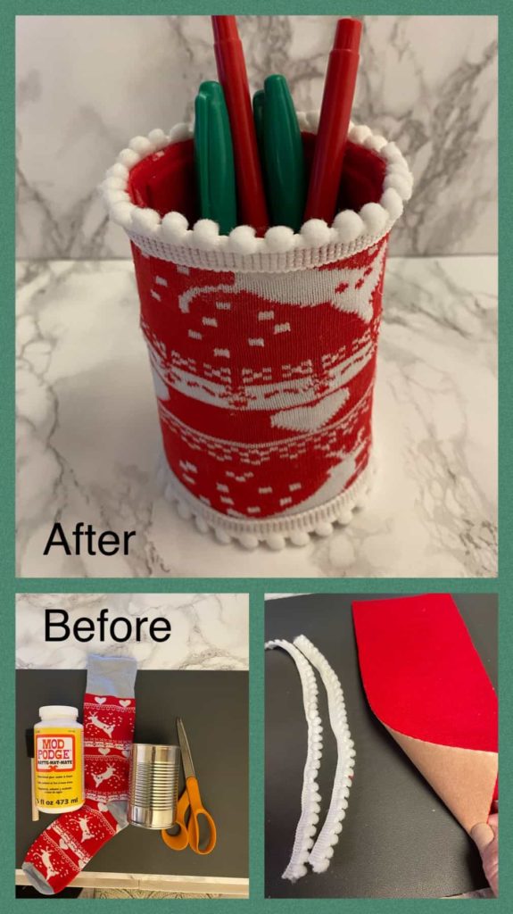 How to Turn a Soup Can into a Cute Christmas Pen Holder