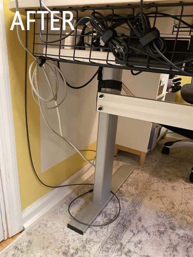 How to Organize Standing Desk Cables - Sabrinas Organizing