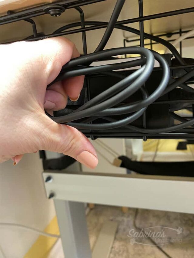How to Organize Standing Desk Cables - Sabrinas Organizing