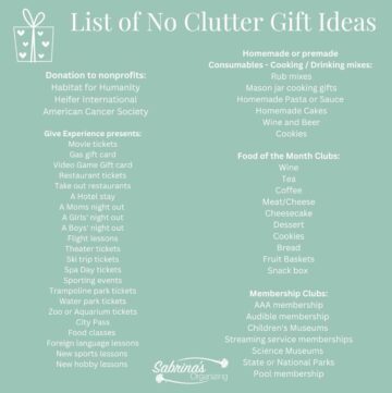 No CLUTTER Gifts Ideas Your Family Will Enjoy - Sabrinas Organizing