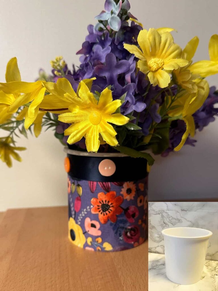 From a Used Cake Frosting Container to a Flower Pot