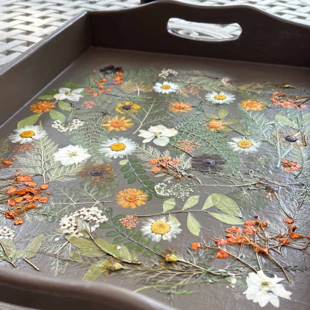 How to Decorate a Tray with Pressed Flowers using Mod Podge - Sabrinas ...