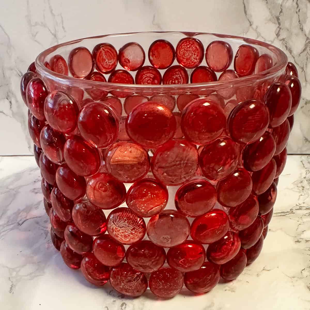 Flat Red Gem Craft with Glass Cylinder DIY Project - Sabrinas Organizing
